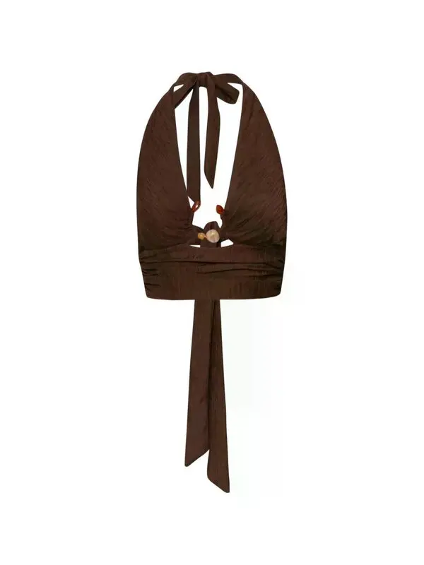BAOBAB Louise Stone-embellished Halterneck Top - Brown
