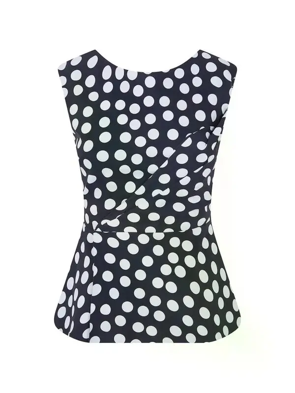 Chiara Boni La Petite Robe Black Polka Dot Sleeveless Wrap Top