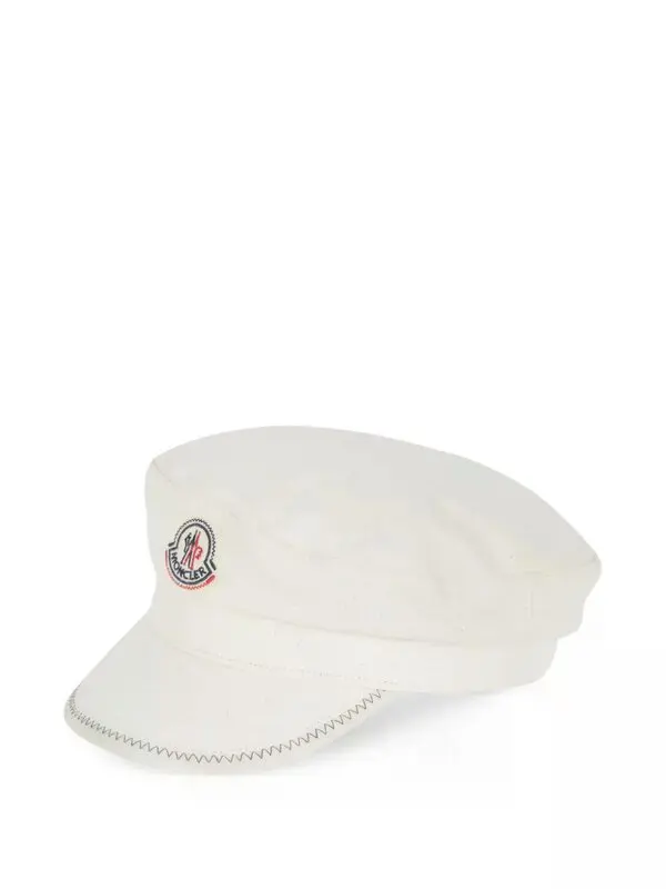 Moncler Logo Patch Whipstitch Trim Baker Hat - Neutrals