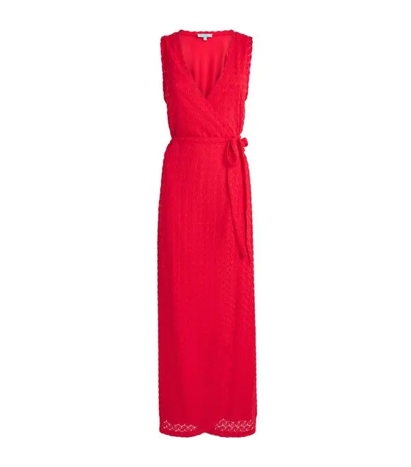 Melissa Odabash Crochet Zima Tie-waist Kaftan - Red