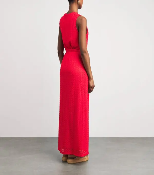 Melissa Odabash Crochet Zima Tie-waist Kaftan - Red