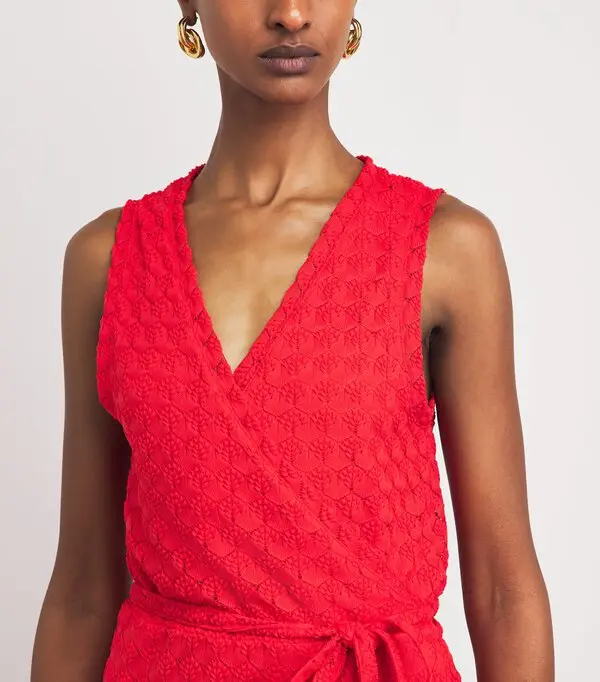 Melissa Odabash Crochet Zima Tie-waist Kaftan - Red
