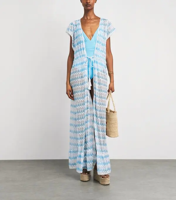 Melissa Odabash Crochet Stevie Kaftan - Blue