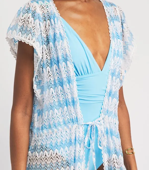 Melissa Odabash Crochet Stevie Kaftan - Blue