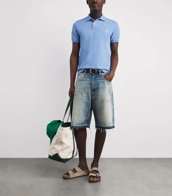 Polo Ralph Lauren Cotton Mesh Custom Slim Fit Polo Shirt With Embroidered Pony