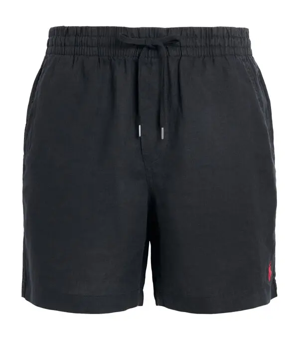 Polo Ralph Lauren Linen Drawstring Shorts With Embroidered Logo - Black