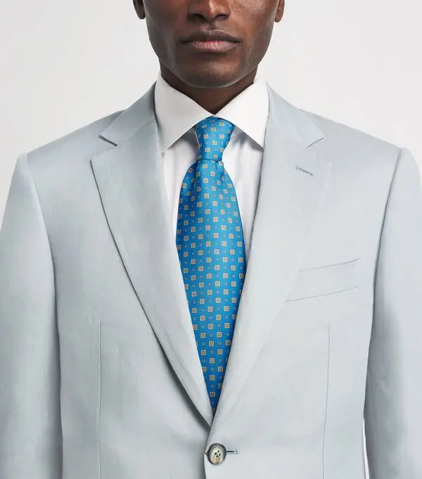 Eton Silk Jacquard Neck Tie - Blue