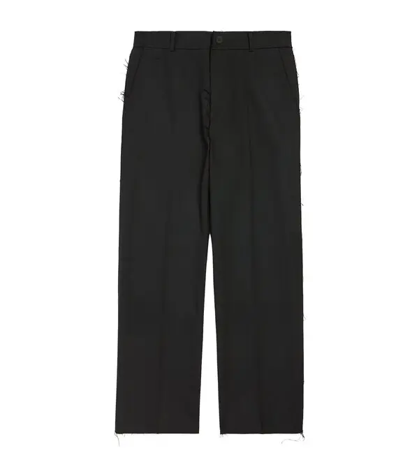 Balenciaga Wool Frayed Wide-leg Trousers