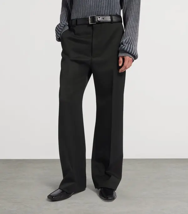 Balenciaga Wool Frayed Wide-leg Trousers