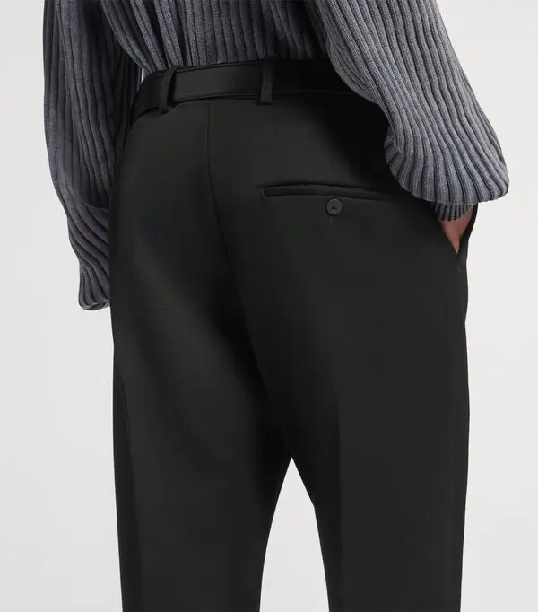 Balenciaga Wool Frayed Wide-leg Trousers