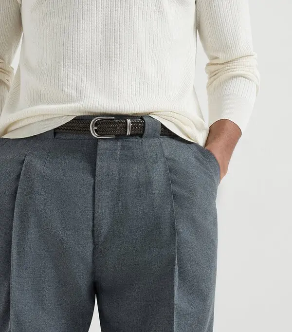Brunello Cucinelli Leather-blend Braided Belt