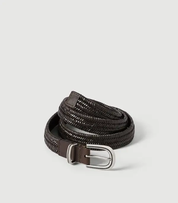 Brunello Cucinelli Leather-blend Braided Belt