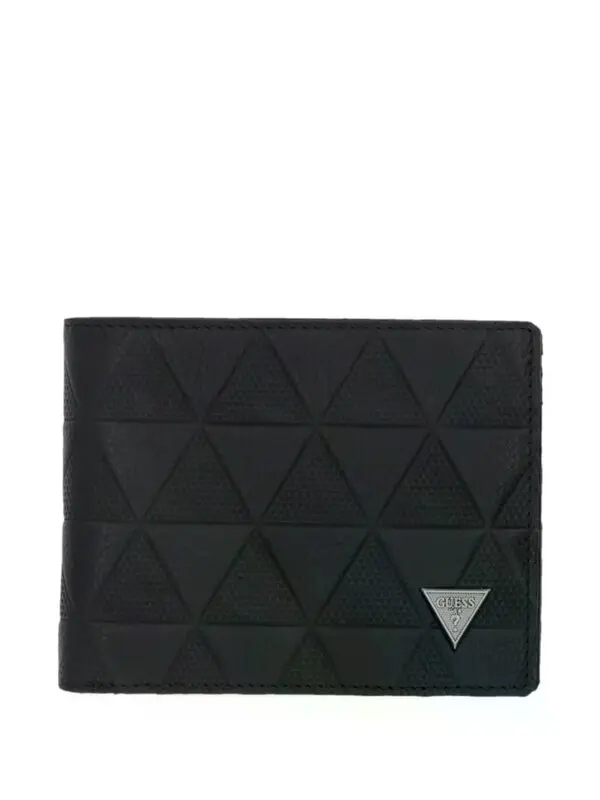 Guess Geometric-embossed Bifold Wallet - Black