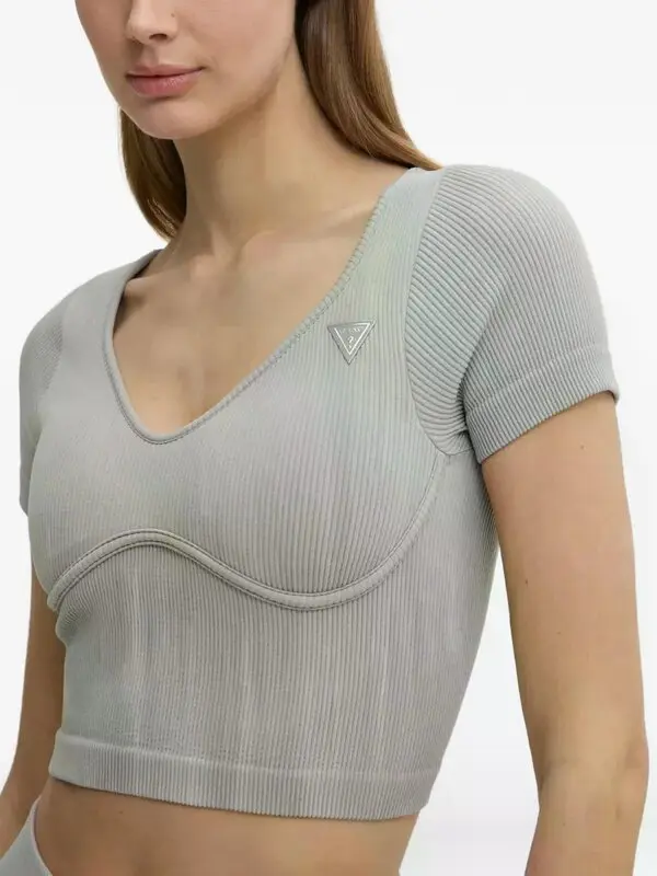 Guess Martina Ribbed Cropped Top - Grey