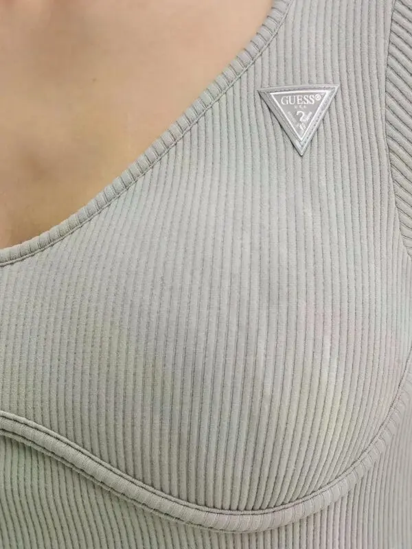 Guess Martina Ribbed Cropped Top - Grey