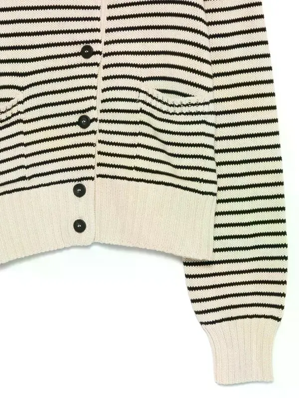 ROBERTO COLLINA Striped Cotton Cardigan - Neutrals