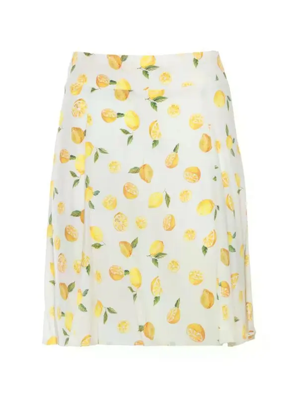 MAR DE MARGARITAS Lemon-print Shirred Midi Skirt