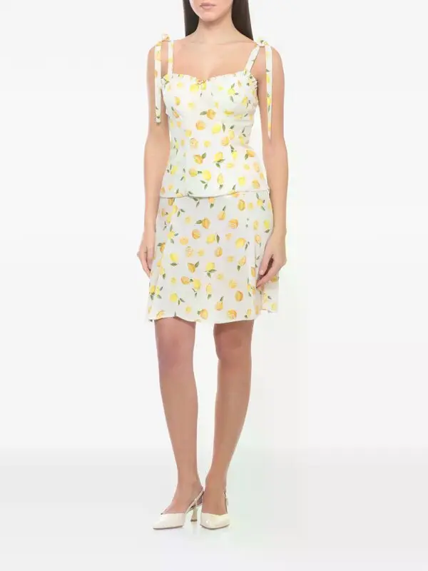 MAR DE MARGARITAS Lemon-print Shirred Midi Skirt