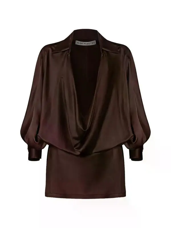 NINEMINUTES The Mona Draped Mini Dress - Brown