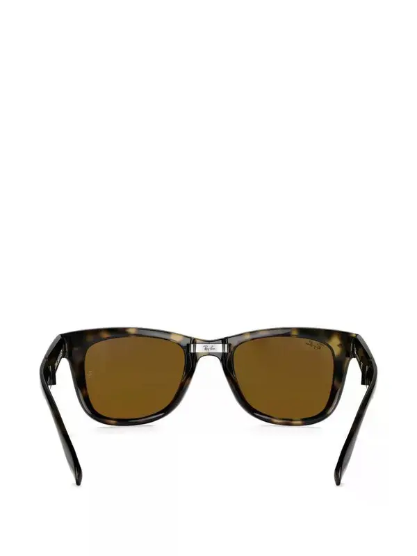Ray-ban Wayfarer Folding Tortoiseshell Effect Sunglasses - Brown