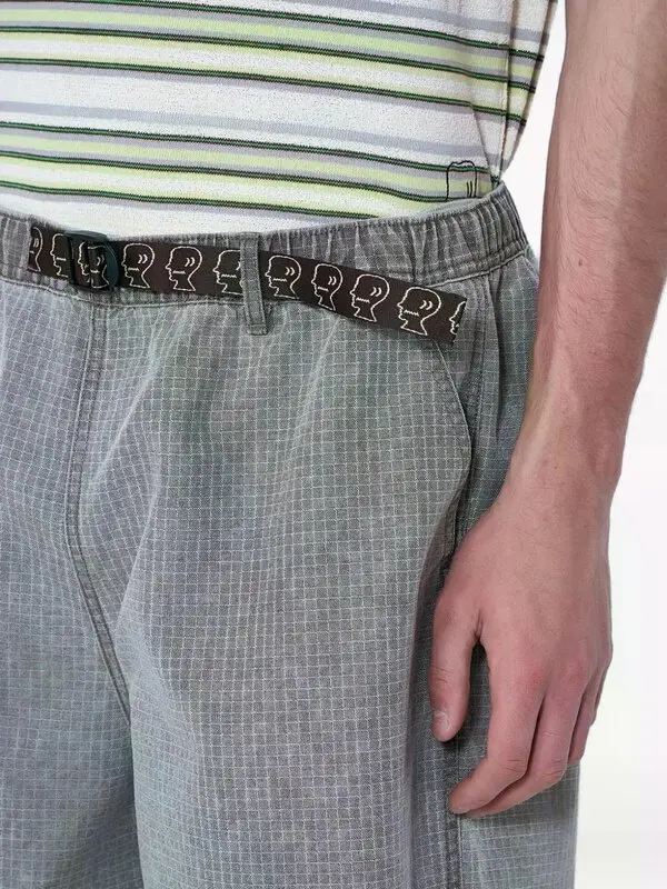 BRAIN DEAD Belted Cotton Grid Pattern Shorts