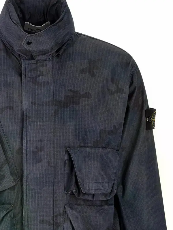 Stone Island Camouflage Print Ripstop Jacket - Blue