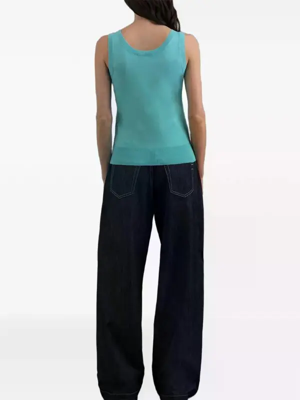 MOORER Ribbed-trim Tank Top - Blue
