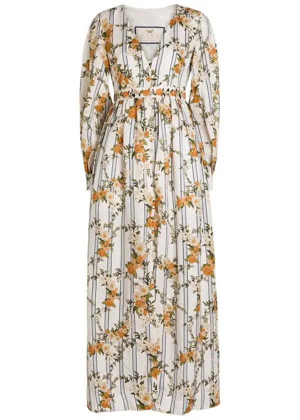 Agua Bendita Floral-print Linen Maxi Dress - Multicoloured