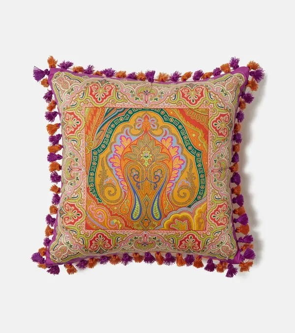 Etro Pegaso Paisley Cotton Cushion - Orange
