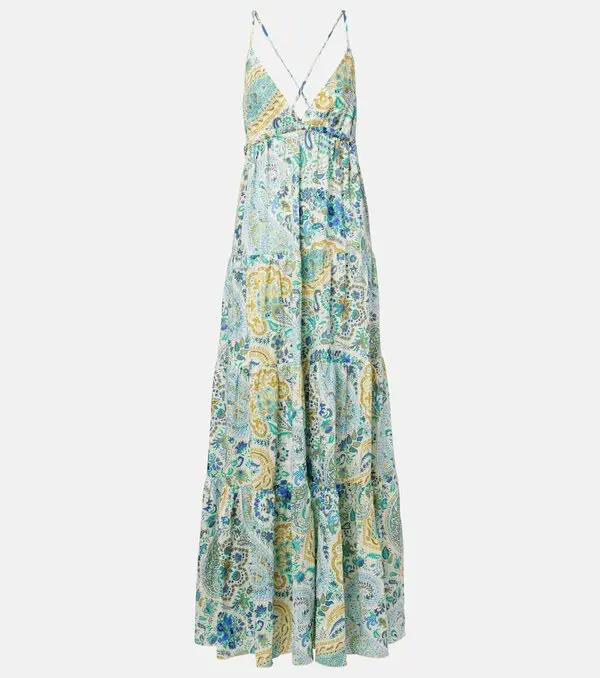 Etro Paisley Tiered Cotton Maxi Dress - Multicoloured
