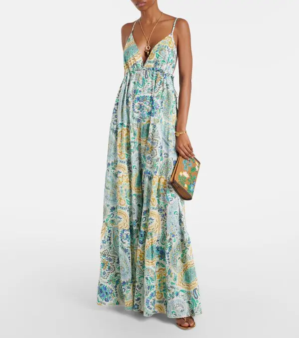 Etro Paisley Tiered Cotton Maxi Dress