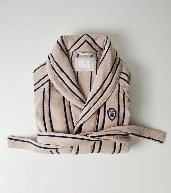 Brunello Cucinelli Striped Cotton Terry Bathrobe - Beige