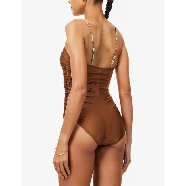 Verandah Maillot Ruched Swimsuit - Brown