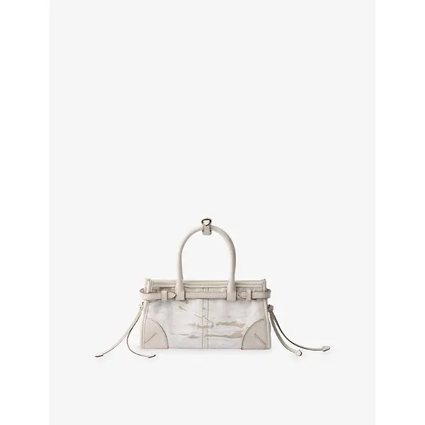 Prada Bonnie Small Printed Linen And Leather Shoulder Bag