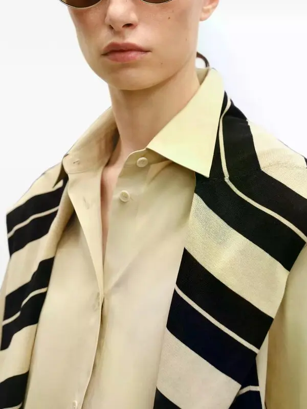 LESS Cropped Poplin Shirt With Drawstring Hem
