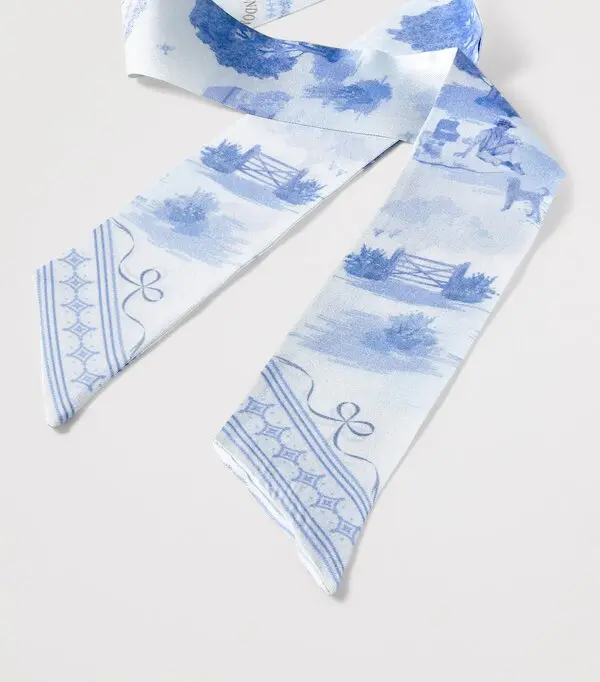 ASPINAL OF LONDON Silk Landscape Skinny Scarf