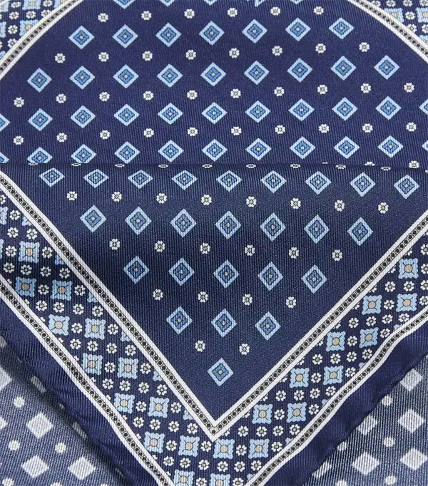 Eton Silk Floral Pocket Square - Navy