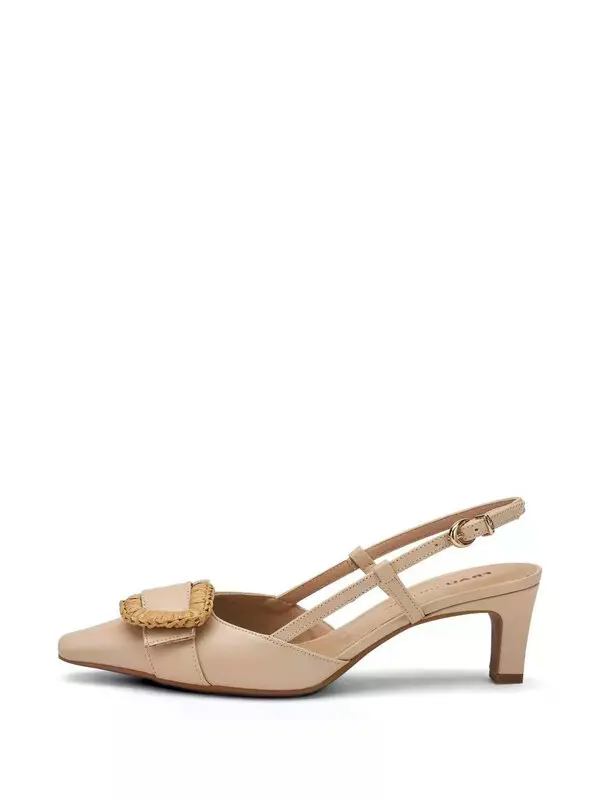 FRAU Raffia-crochet Buckle Slingback Pumps - Neutrals