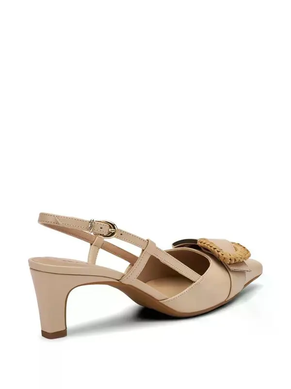FRAU Raffia-crochet Buckle Slingback Pumps - Neutrals
