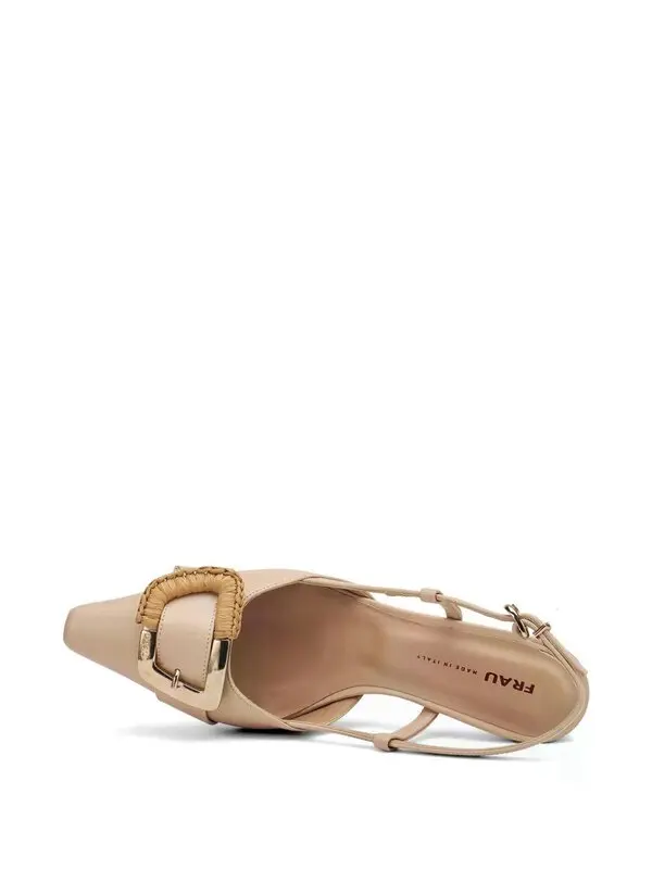 FRAU Raffia-crochet Buckle Slingback Pumps - Neutrals