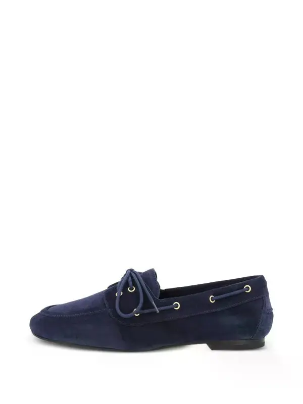 FRAU Suede Boat Loafers With Gold-tone Eyelets - Blue