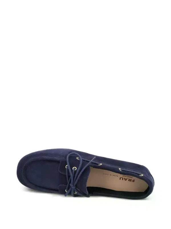 FRAU Suede Boat Loafers With Gold-tone Eyelets - Blue