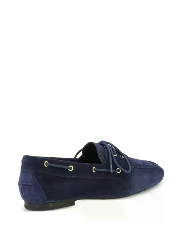 FRAU Suede Boat Loafers With Gold-tone Eyelets - Blue