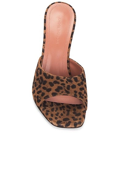 Amina Muaddi Leopard Print Suede Slip-on Mules With Sculptural Heel