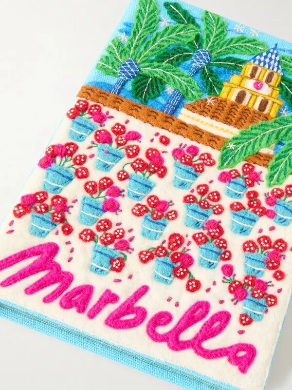 OLYMPIA LE-TAN Marbella Embroidered Canvas Clutch - Multi