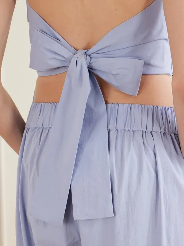 ST. AGNI Strapless Cotton-blend Poplin Top With Back Tie - Blue