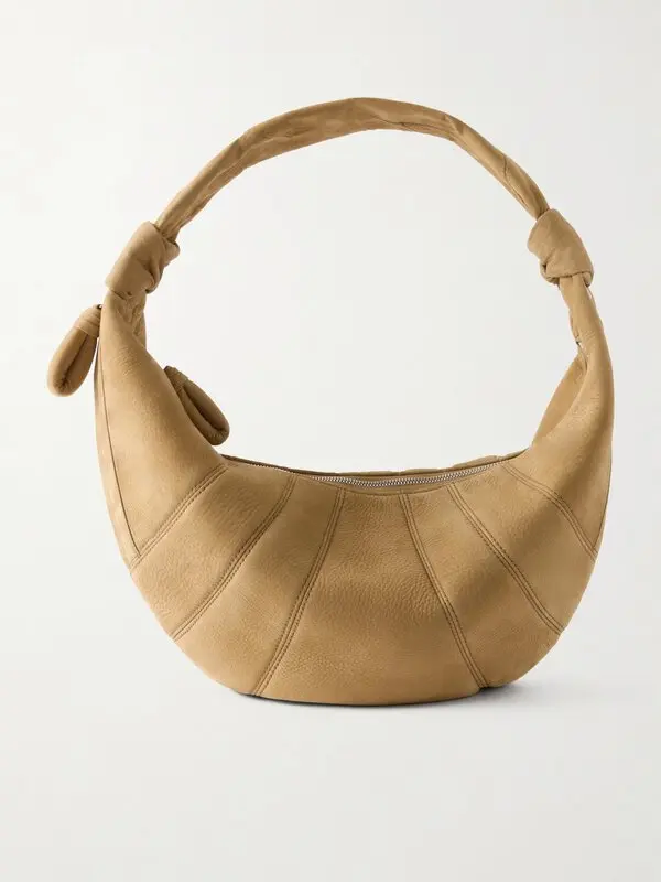 LEMAIRE Fortune Croissant Paneled Nubuck Shoulder Bag - Brown