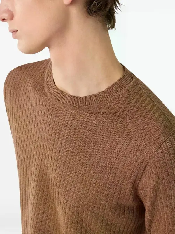 LARDINI Rib-knit Crew Neck T-shirt