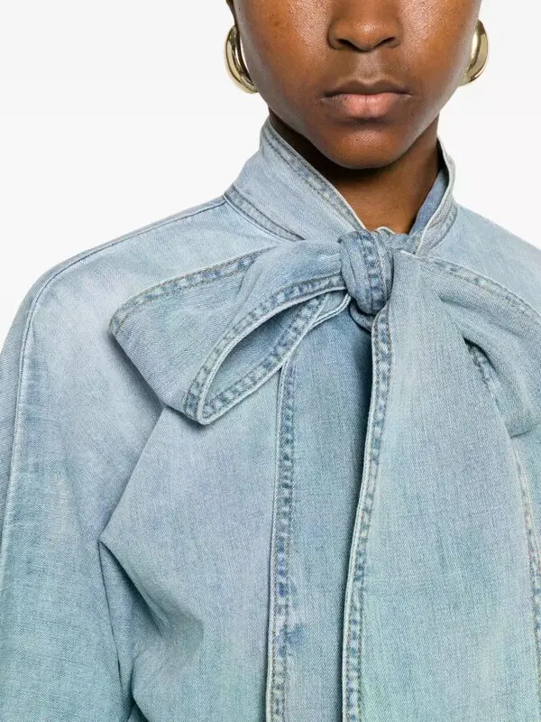 Zimmermann Indra Tie-neck Blouse In Denim