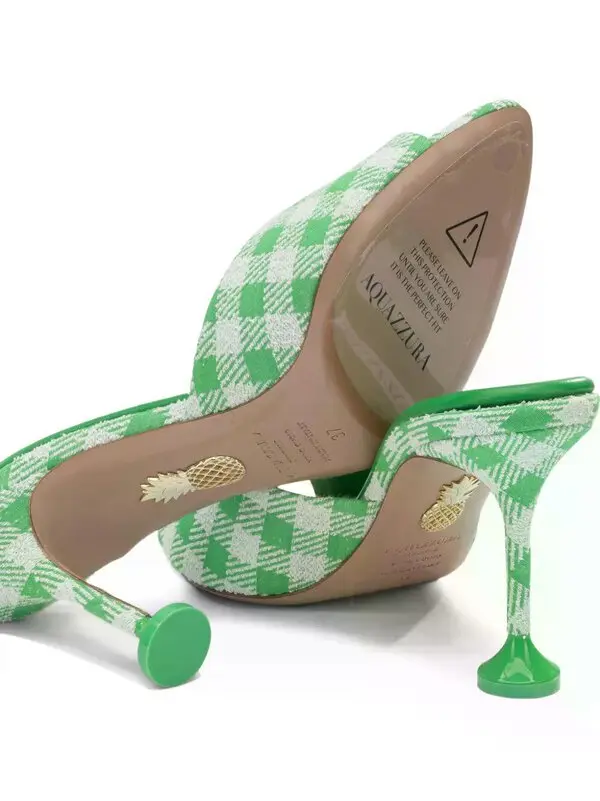 AQUAZZURA Check-pattern Open-toe Mules
